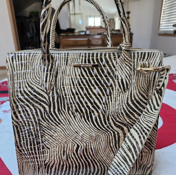 Brahmin | Bags | Brahmin Zebra Print Womens Bag Black And Cream | Poshmark